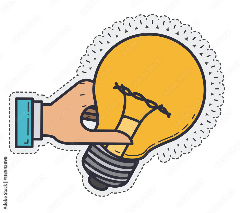 light bulb hand power energy icon. Colorful and Flat design. Vector ...
