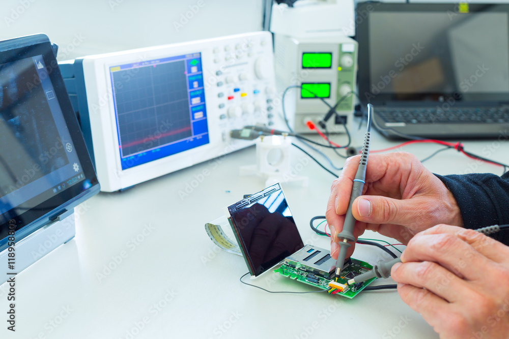 Measuring devices in the electronics lab Stock Photo | Adobe Stock