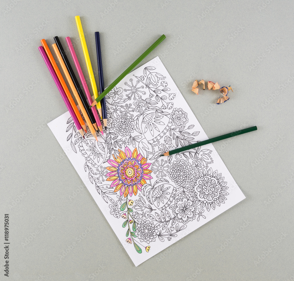 Adult Coloring Page Scene Stock Photo | Adobe Stock