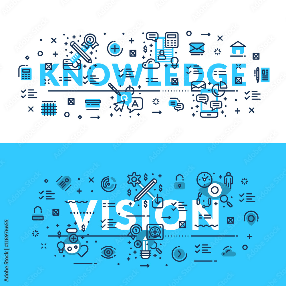 Knowledge and Vision. Modern style heading, title, web banner ...