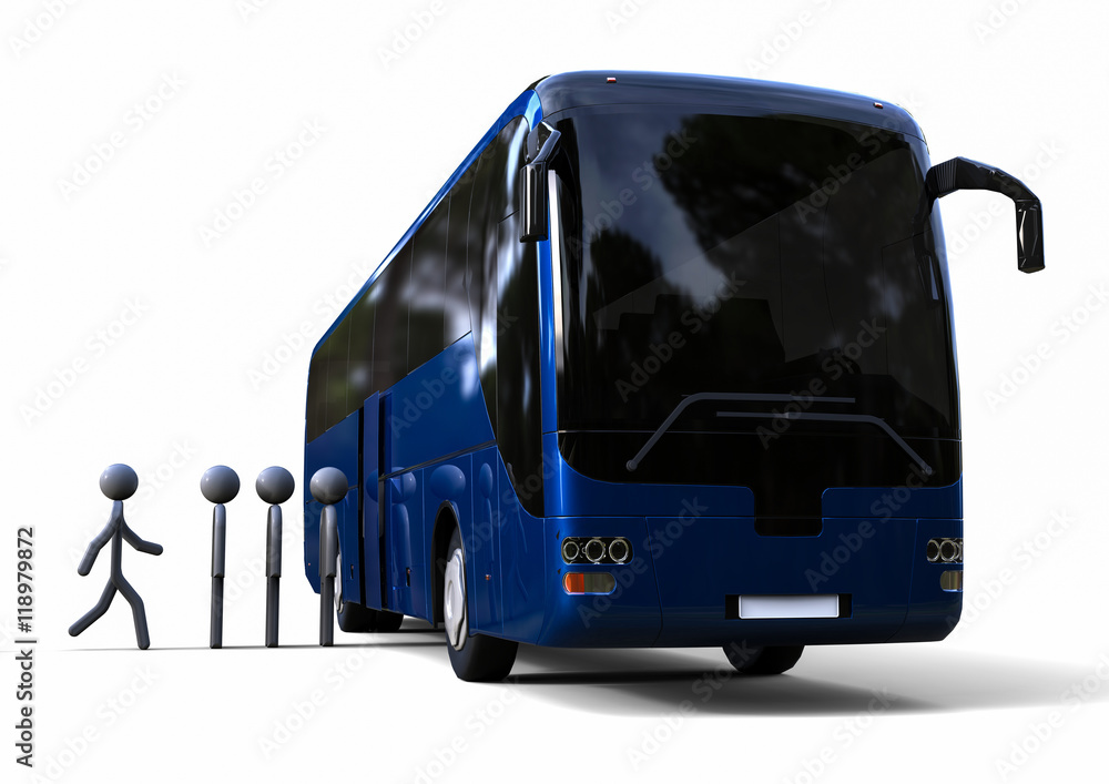 Loading Bus / 3D render image representing a bus queue Stock ...