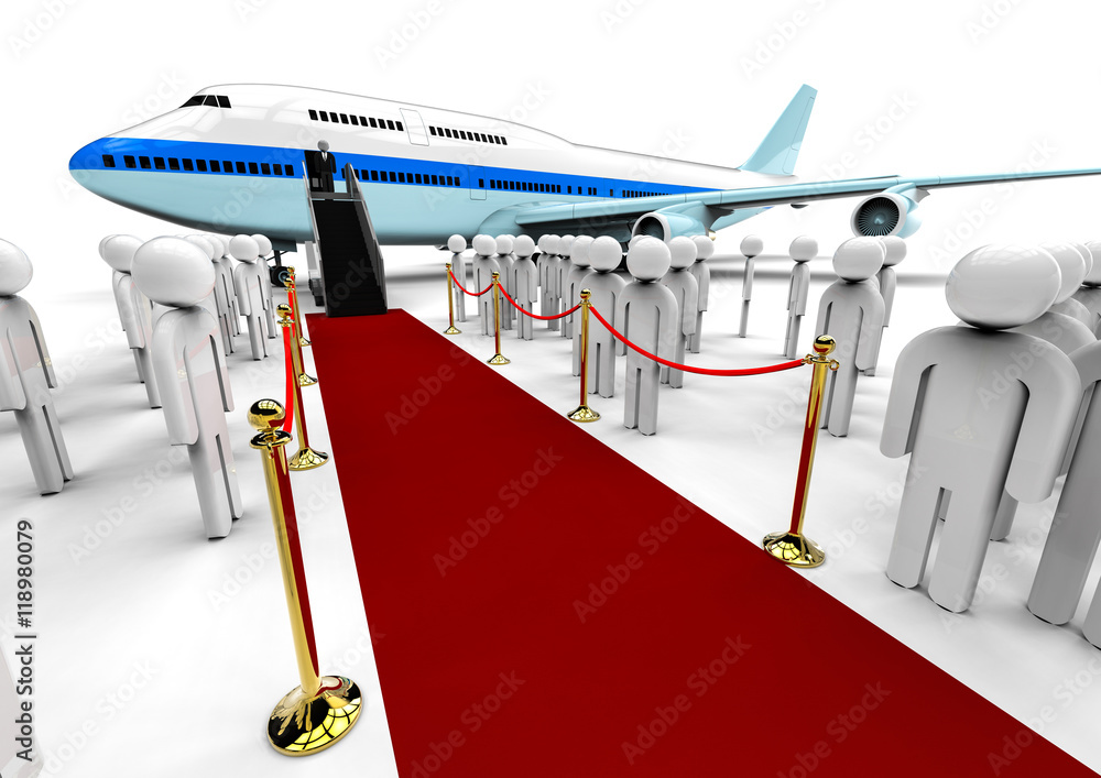 Famous Dummy with an airplane / 3D render image representing a famous ...