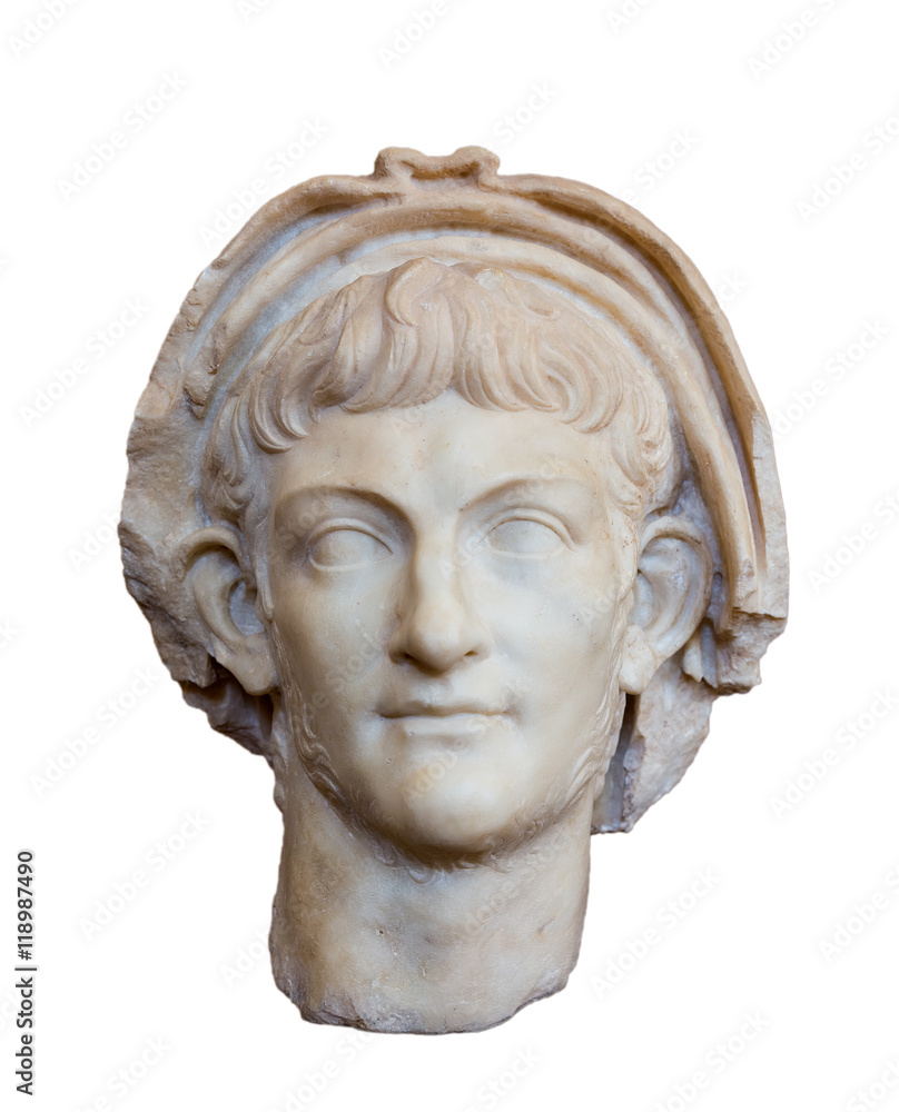 Portrait of Roman emperor Nero (Reign 54-68 AD), isolated Stock Photo ...