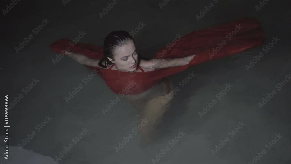 Top view of beautiful mysterious woman looking like a vampire wearing ...