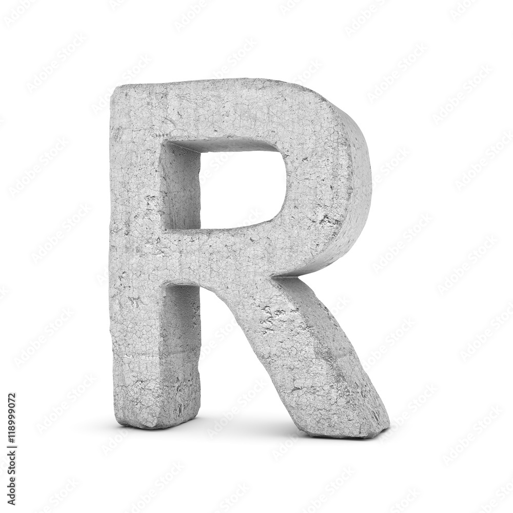 Concrete letter R isolated on white background Stock Illustration ...