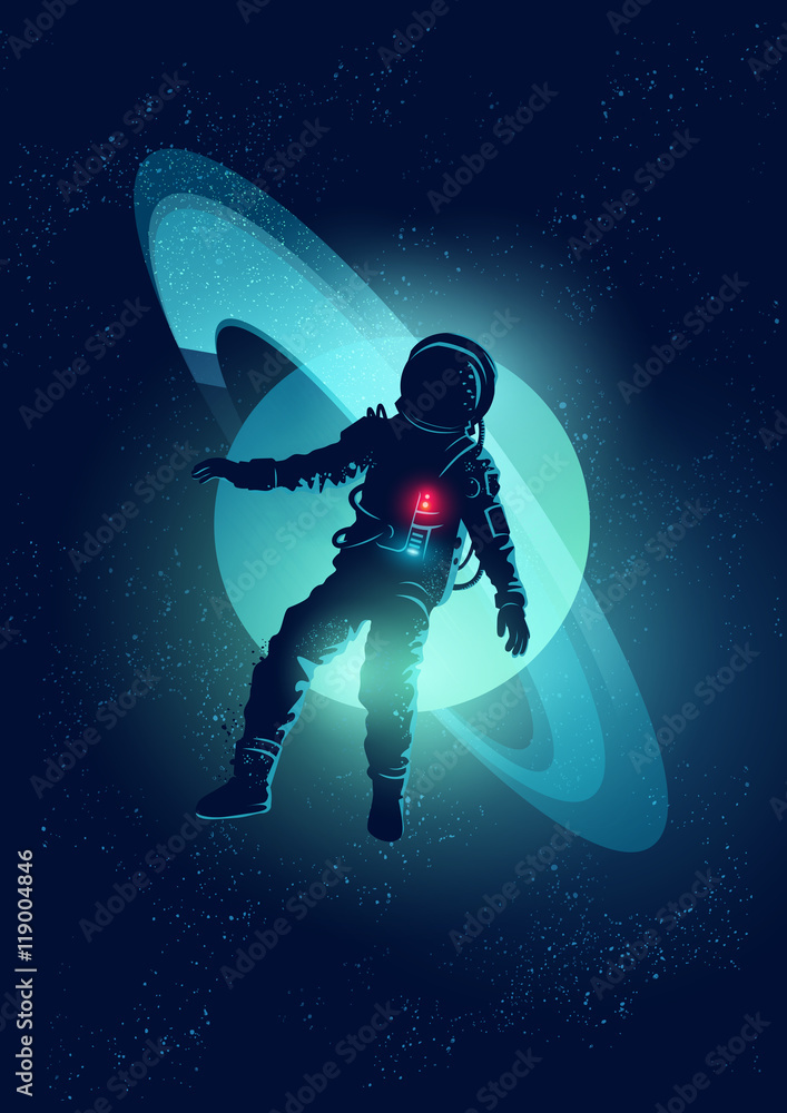 An astronaut floating through Space. Vector illustration Stock Vector ...