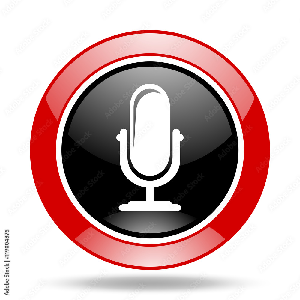 microphone red and black web glossy round icon Stock Illustration ...