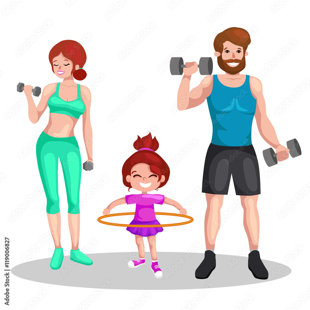 sport family vector set.fitness people, fitness concept, fitness gym ...