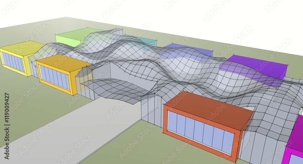 modern school building visualization Stock Illustration | Adobe Stock