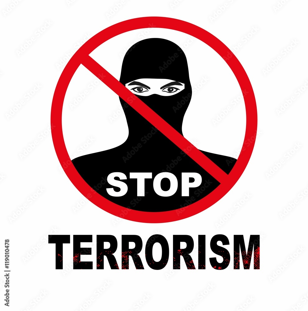 The anti-terrorist campaign icon. Vector illustration of stop terrorism ...