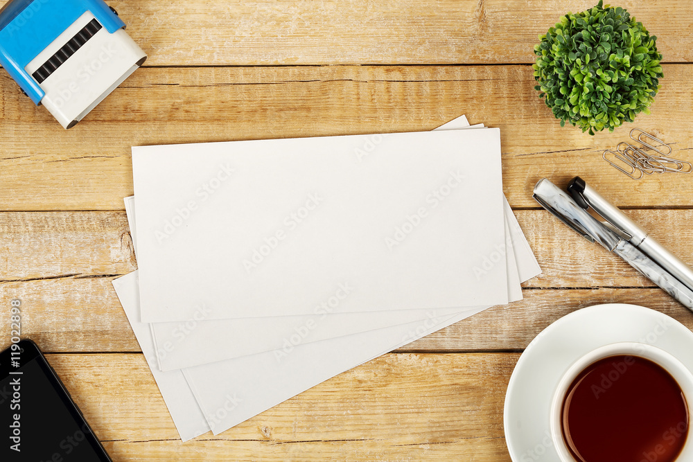 envelopes on desk Stock Photo | Adobe Stock