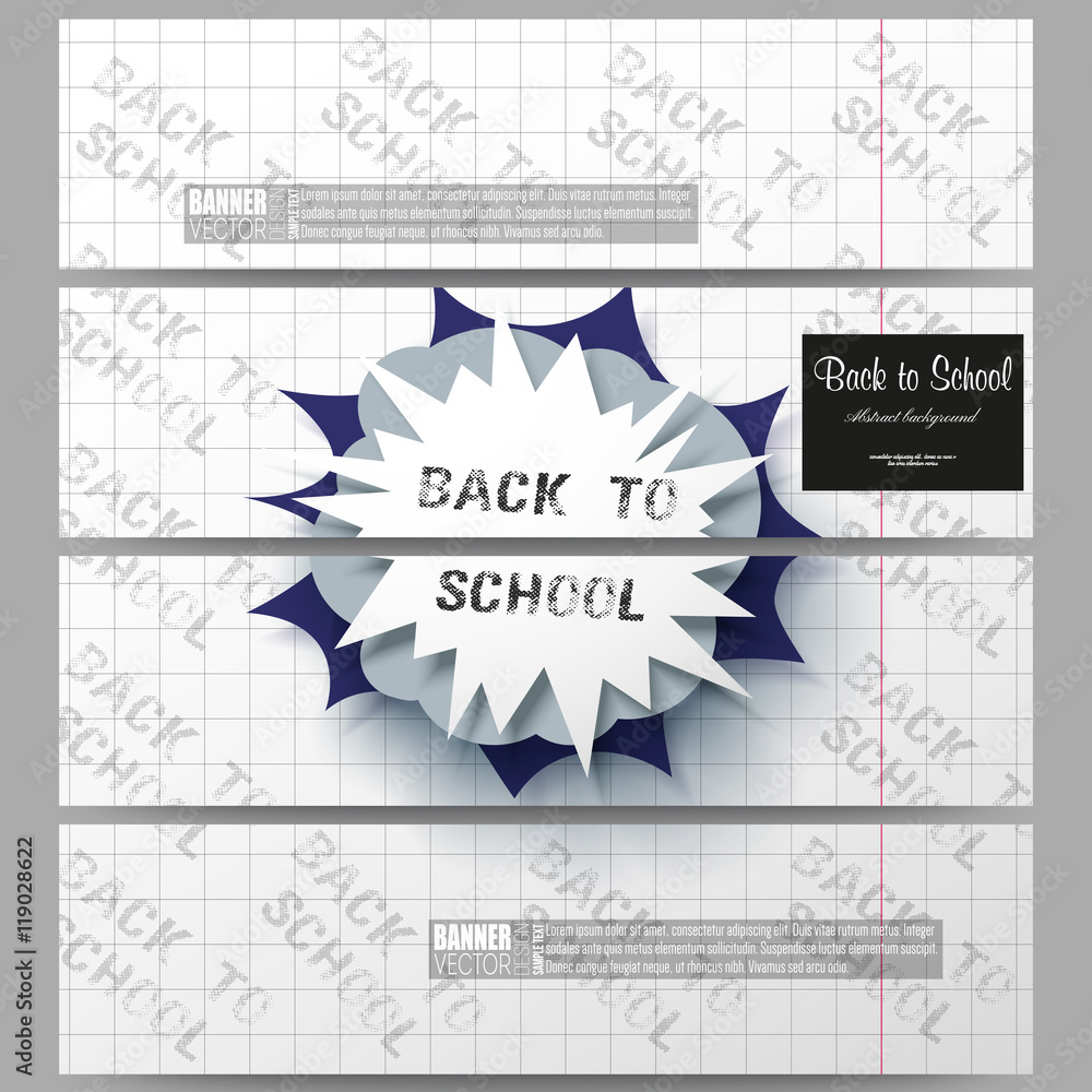 Set of modern headers. Back to school background with letters made from ...