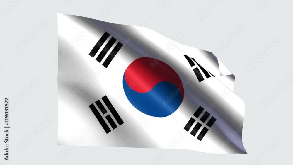 south korea flag with transparent background Stock Video | Adobe Stock