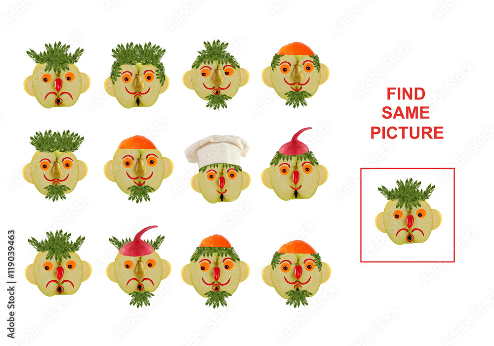 Cartoon Illustration of Finding the Same Picture. Educational Stock ...