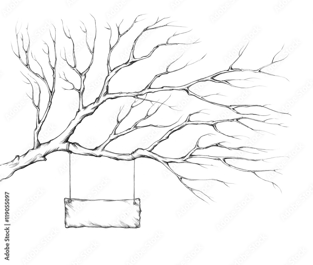 Ast mit Schild Stock-Illustration | Adobe Stock