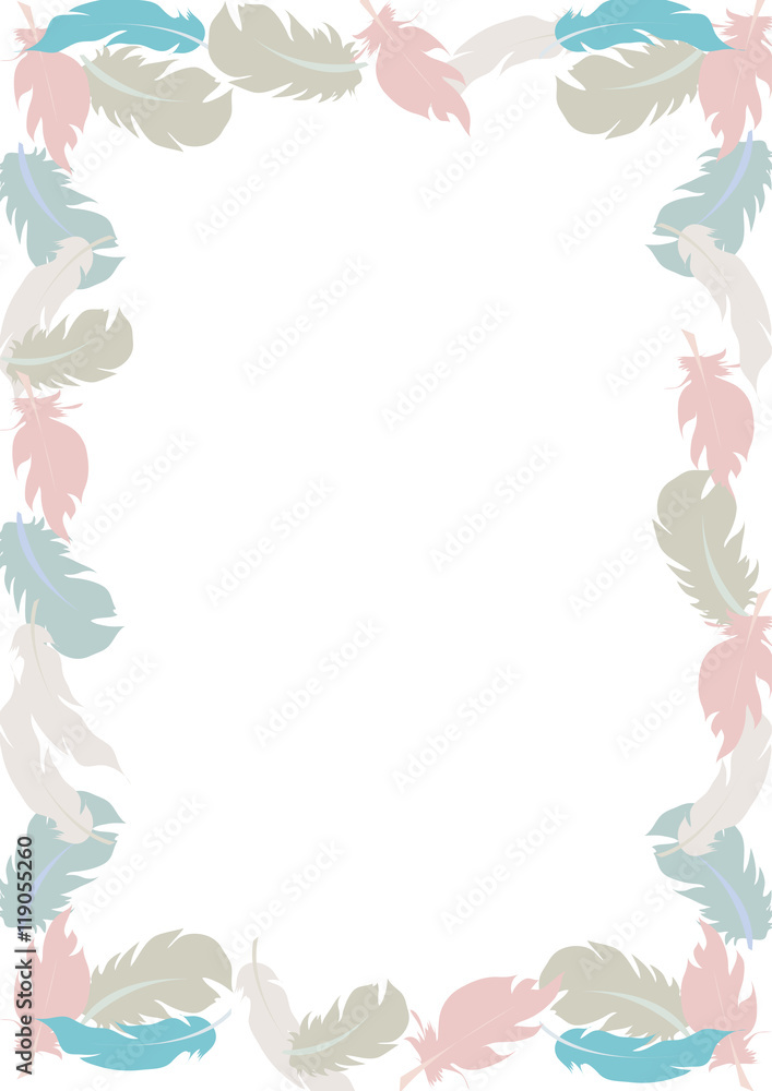 Colorful feather frame design; cute decoration background Stock ...