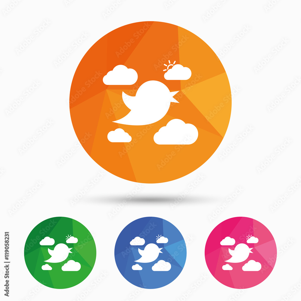Bird sign icon. Social media symbol. Stock Vector | Adobe Stock