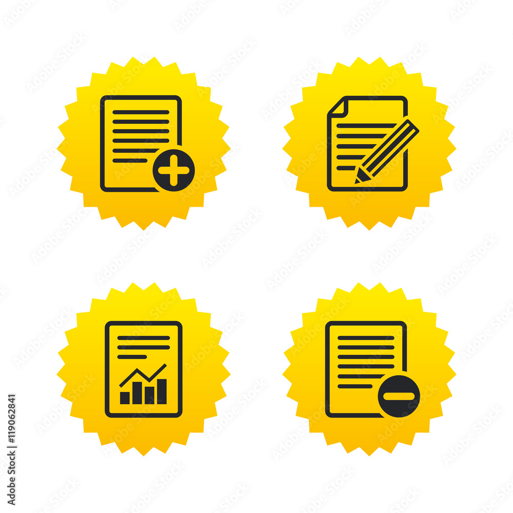 Document icons. File with chart graph. Stock Vector | Adobe Stock