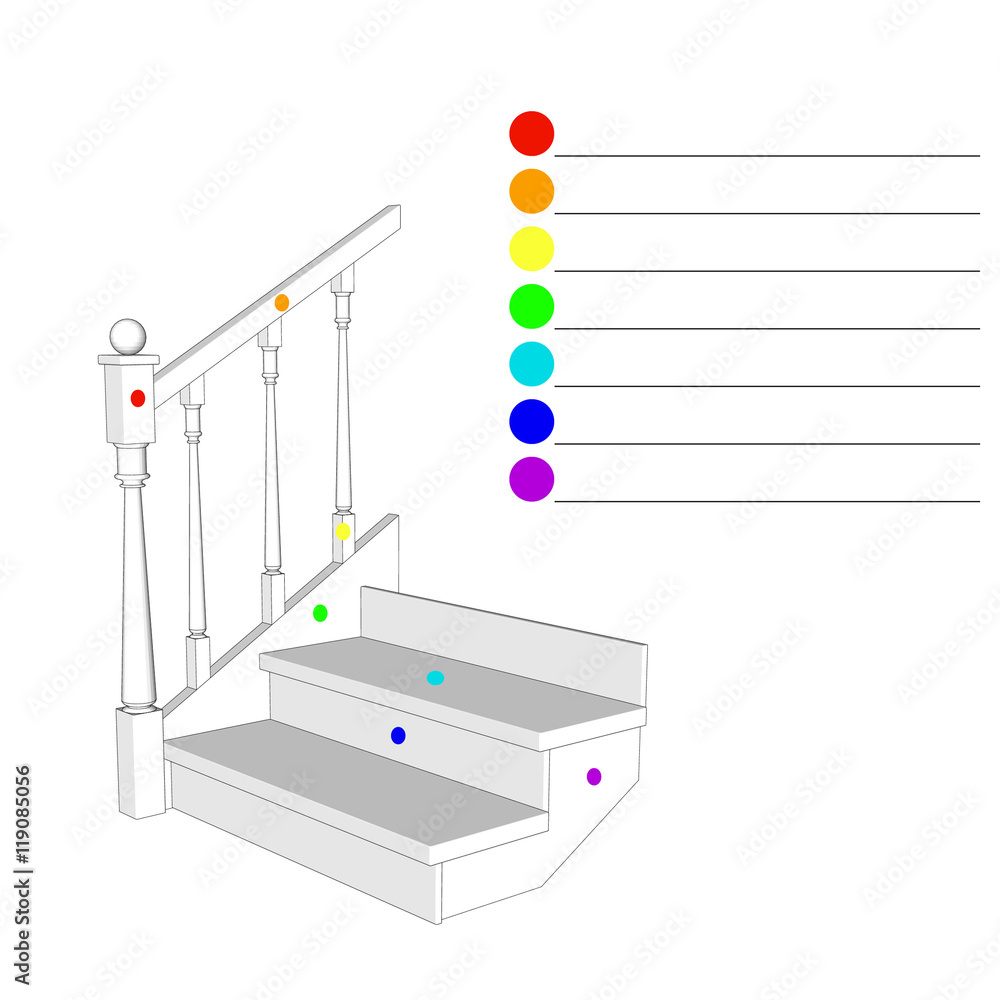 Sample Staircase with space for text. Ladder wooden classic side view ...