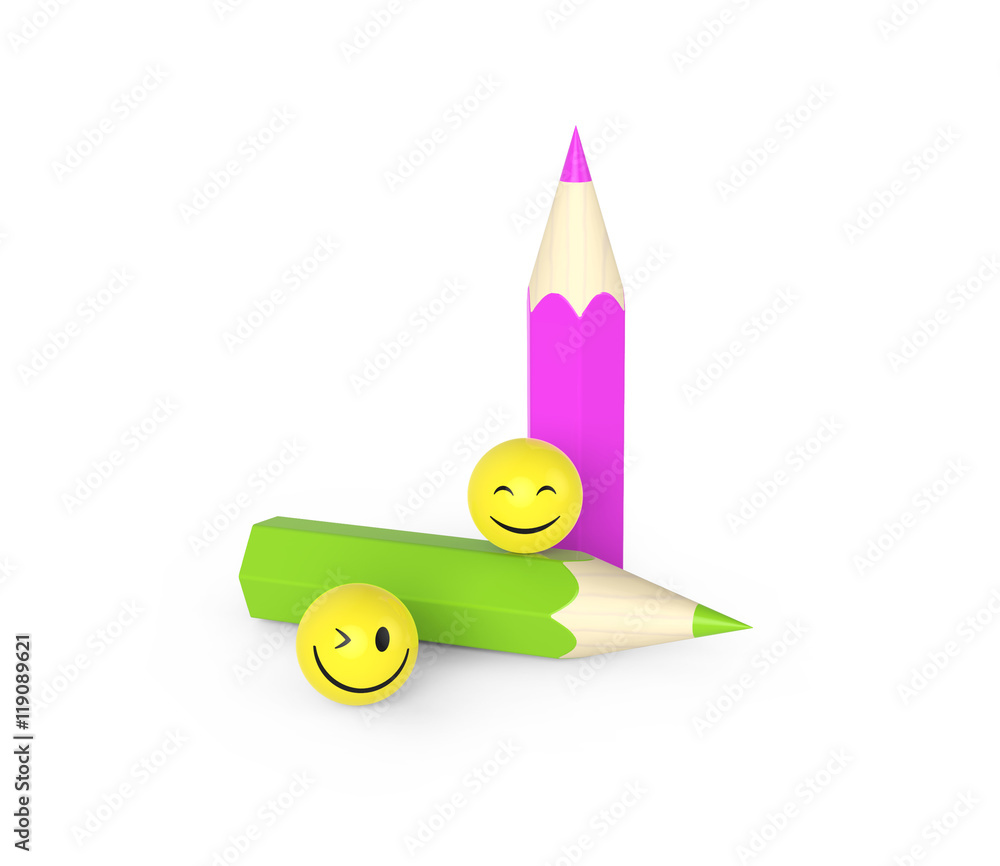 Smileys mit Stiften Stock-Illustration | Adobe Stock