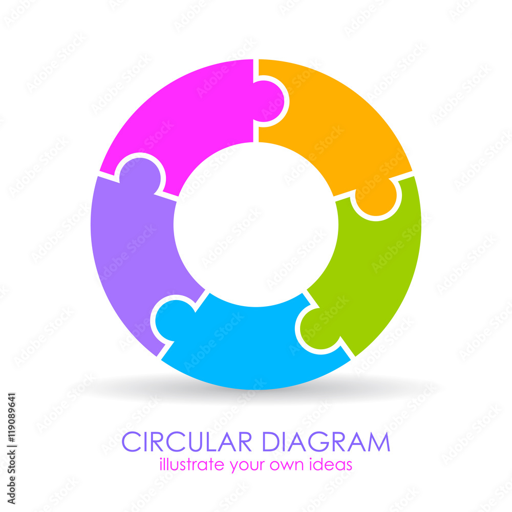 Five puzzle elements circular diagram layout Stock Vector | Adobe Stock