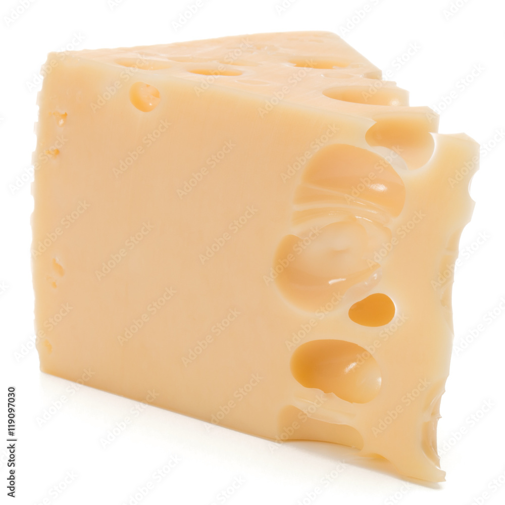 Cheese block isolated on white background cutout Stock Photo | Adobe Stock