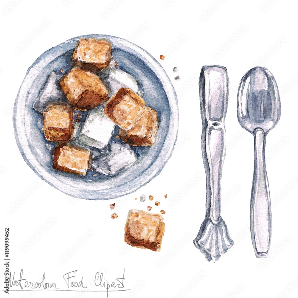 Watercolor Food Clipart - Sugar Stock Illustration | Adobe Stock
