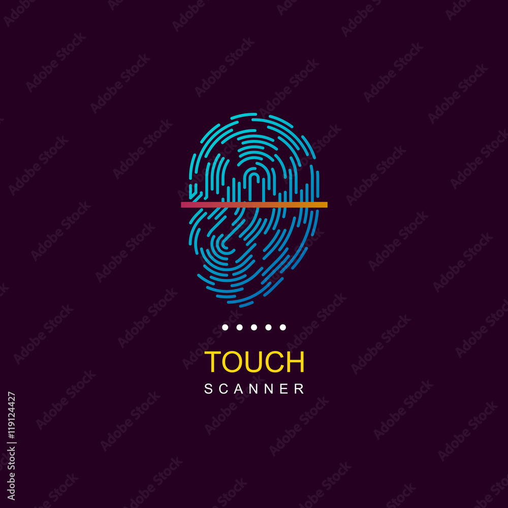 Vetor de Fingerprint scanner. Vector fingerprint logo. Fingerprint icon ...