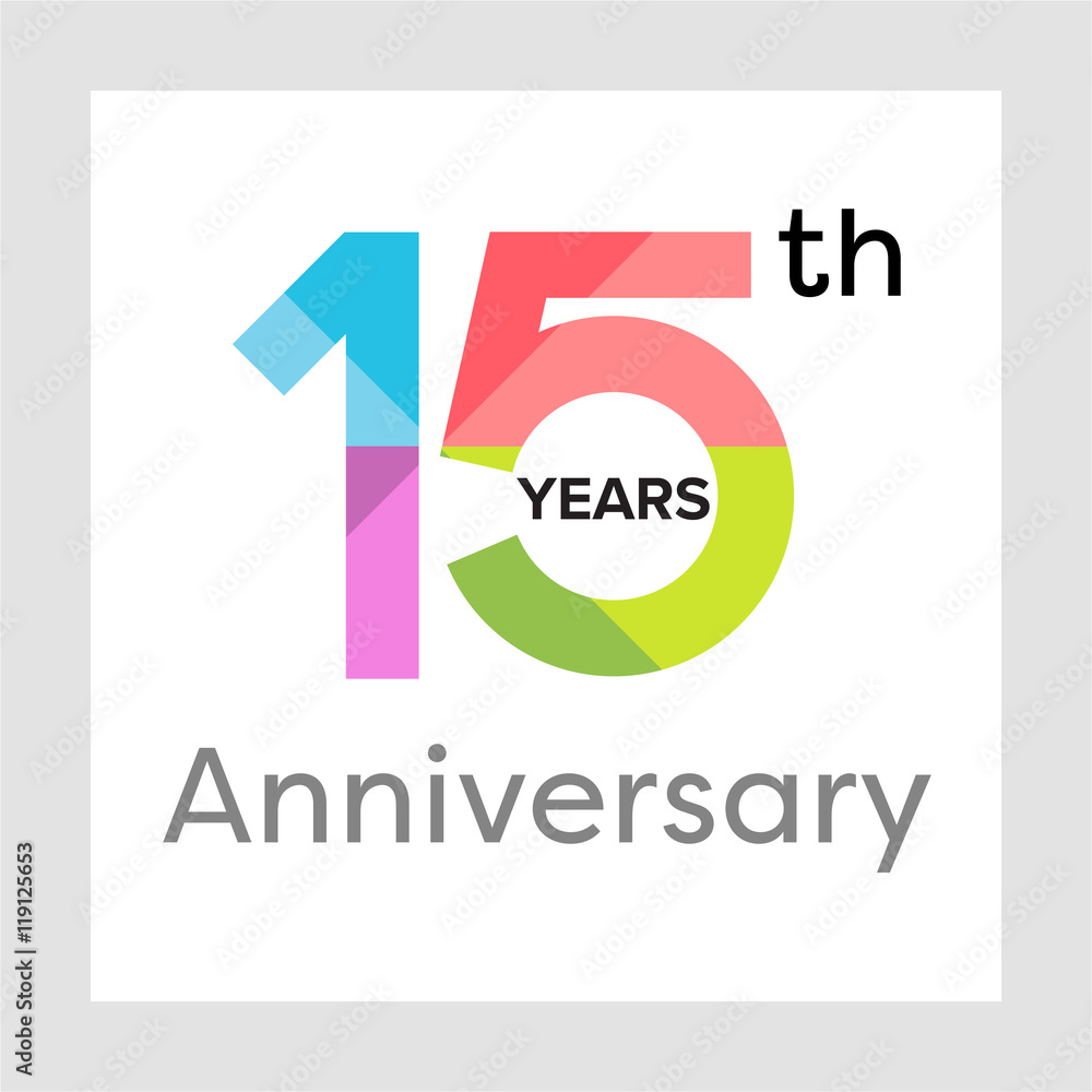 Template logo 15th anniversary with a circle, number 1 and 5 colorful ...