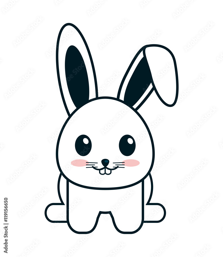 flat design Cute rabbit cartoon vector illustration Stock Vector ...