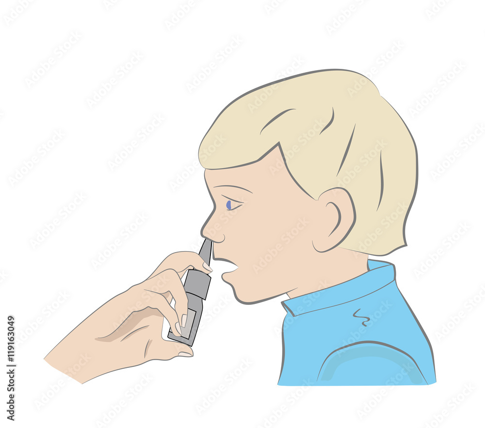 Nasal nose spray for child. instill medication into the face ...