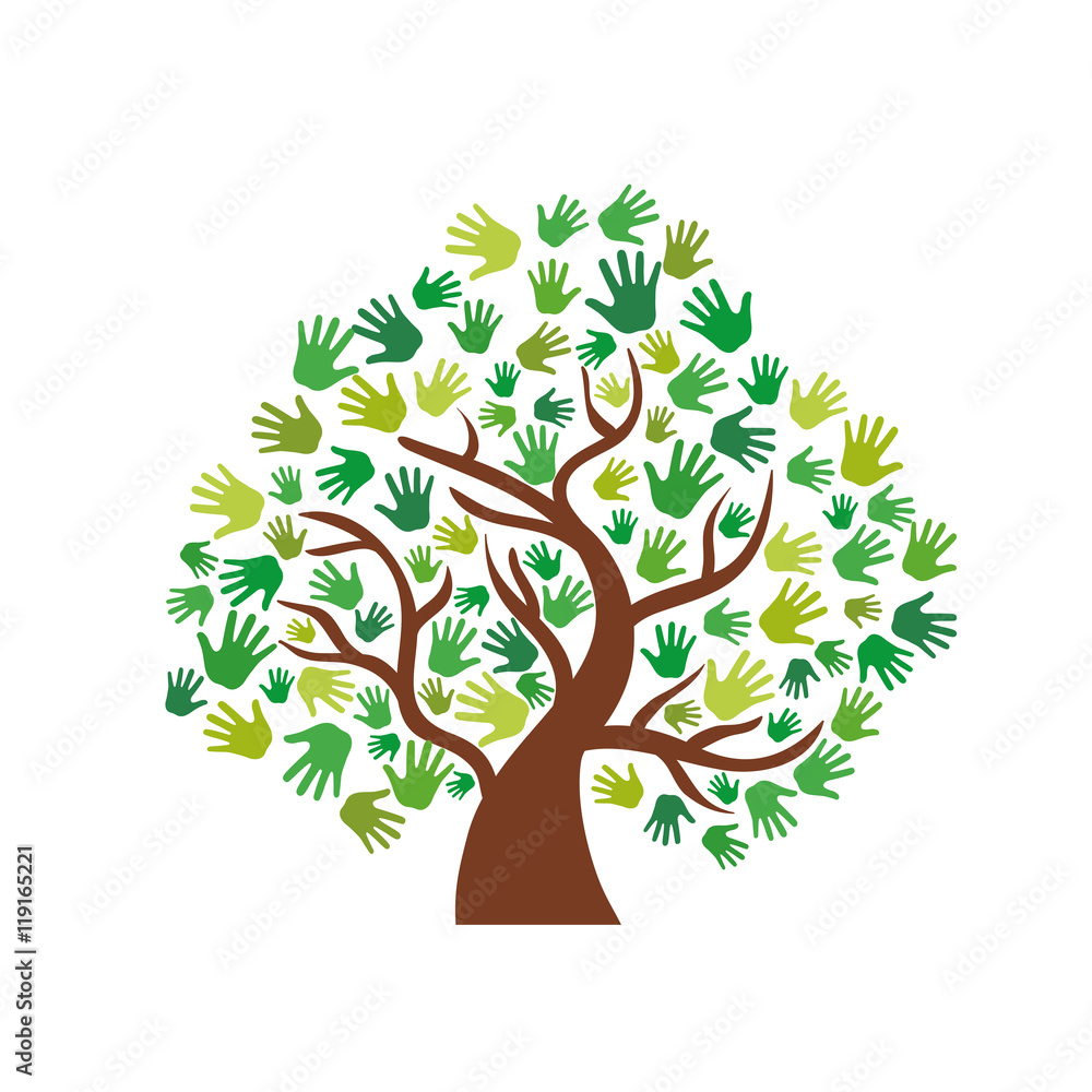 human hand tree gesture shape icon. Isolated and flat illustration ...