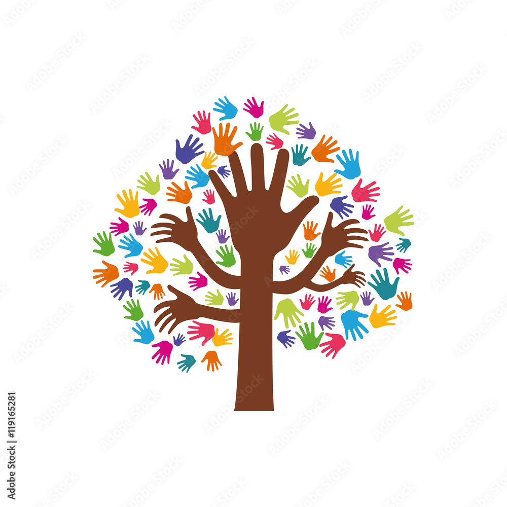human hand tree gesture shape icon. Isolated and flat illustration ...