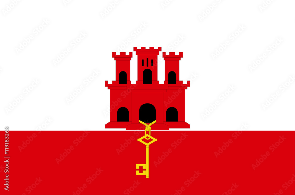 Vector flat style Gibraltar state flag. Official design of Gibraltar ...