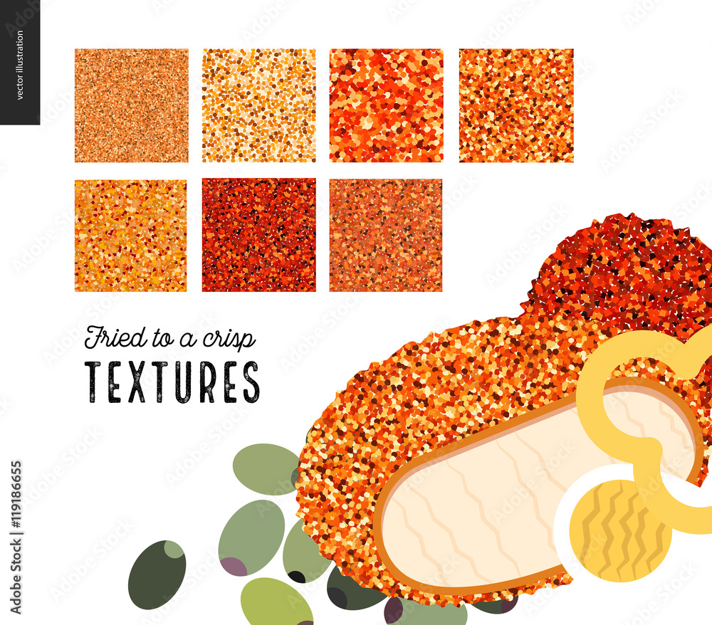 Meat fried texture patterns. Flat vector cartoon illustrated seamless ...