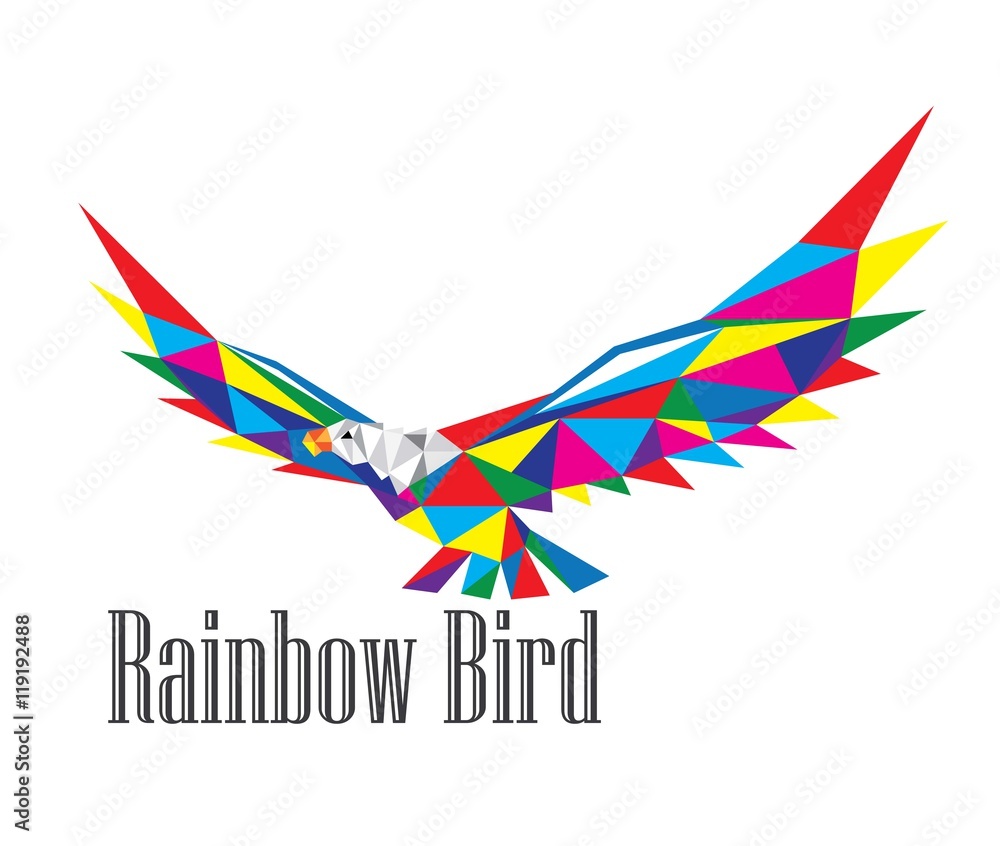 Rainbow Bird Logo, Geometric vector design Stock Vector | Adobe Stock