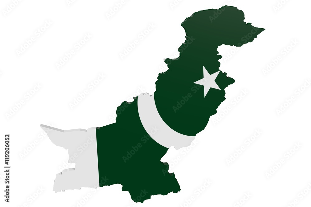 3D map of Pakistan in the colors of the national flag Stock ...