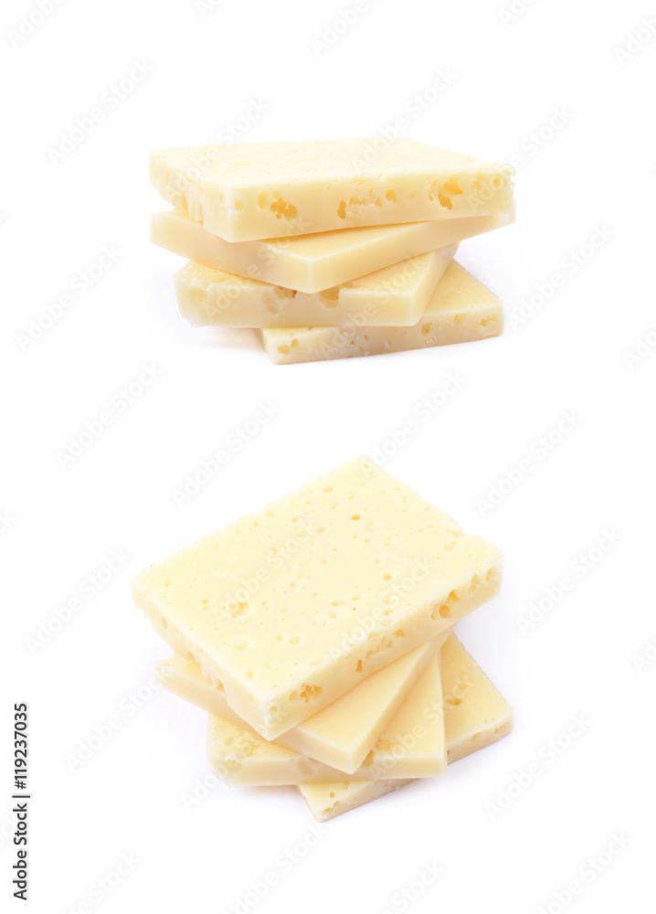 Pile of cheese slices isolated Stock Photo | Adobe Stock