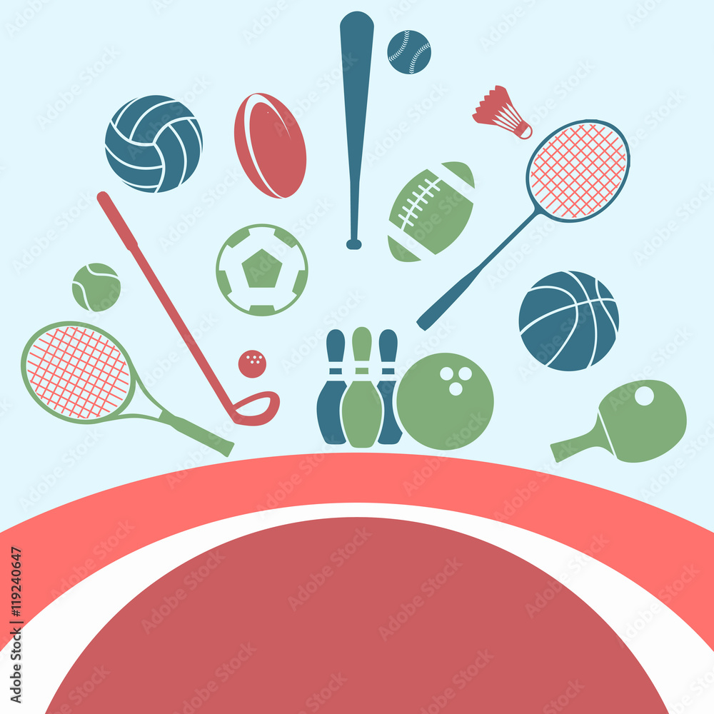 Flat Sport Equipment Background Illustration Stock Vector | Adobe Stock