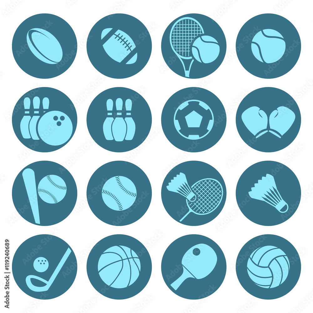 Sport Circle Flat Icon Package Set Stock Vector | Adobe Stock