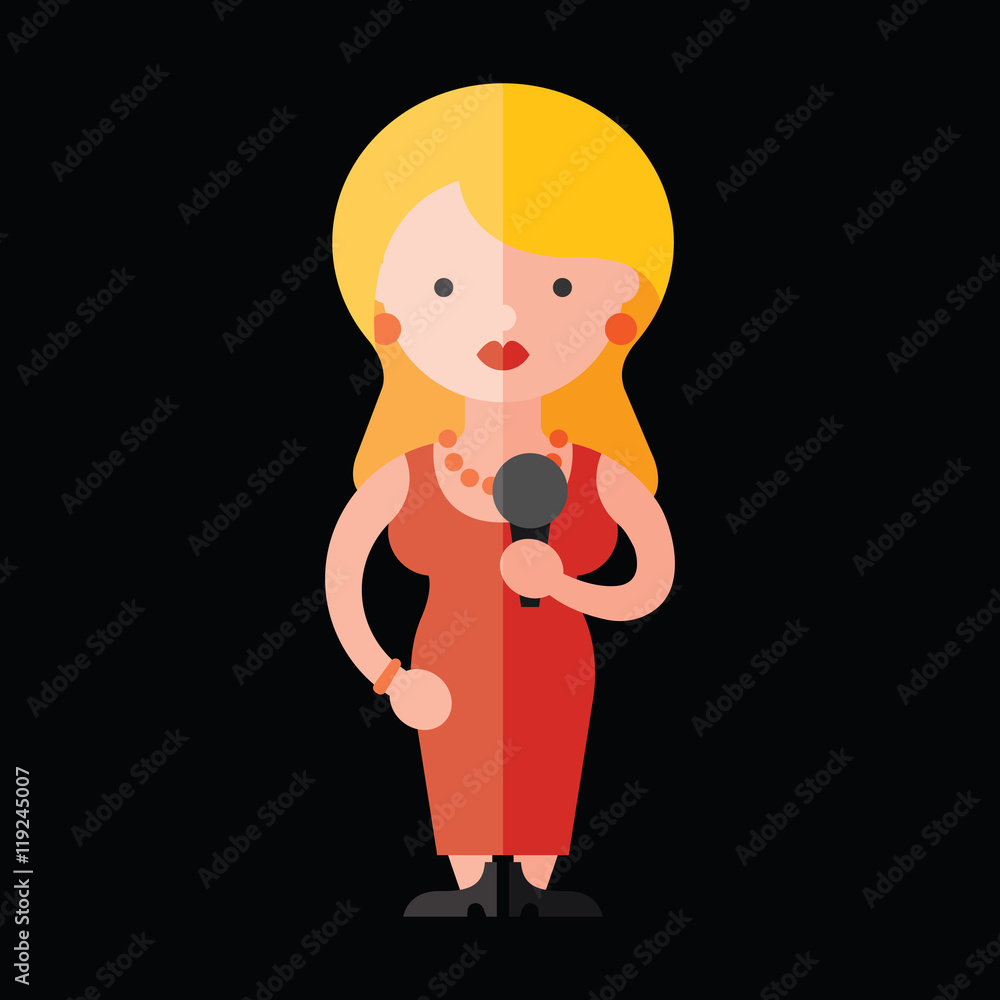 singer flat icon Stock Vector | Adobe Stock