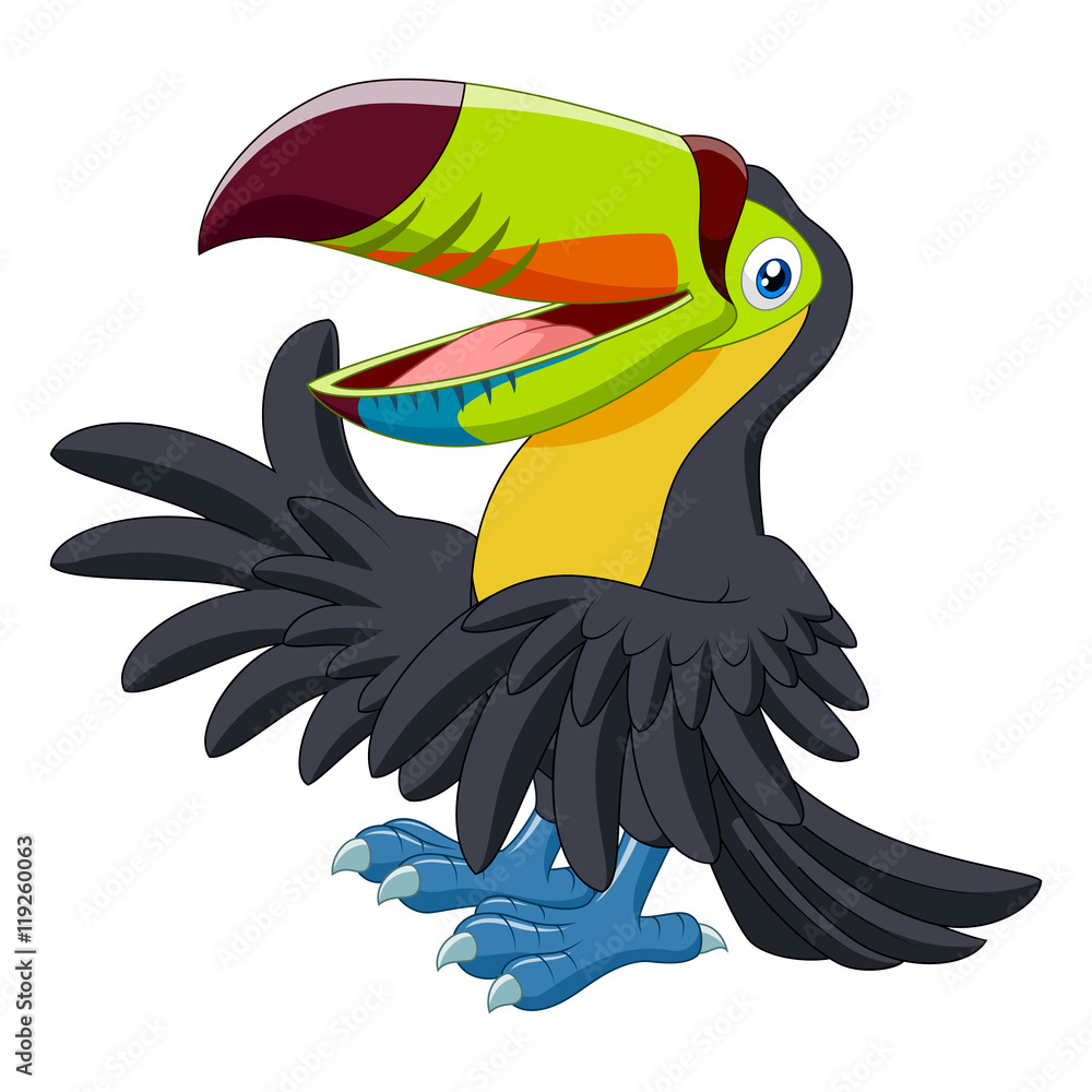 Cartoon funny toucan presenting Stock Vector | Adobe Stock