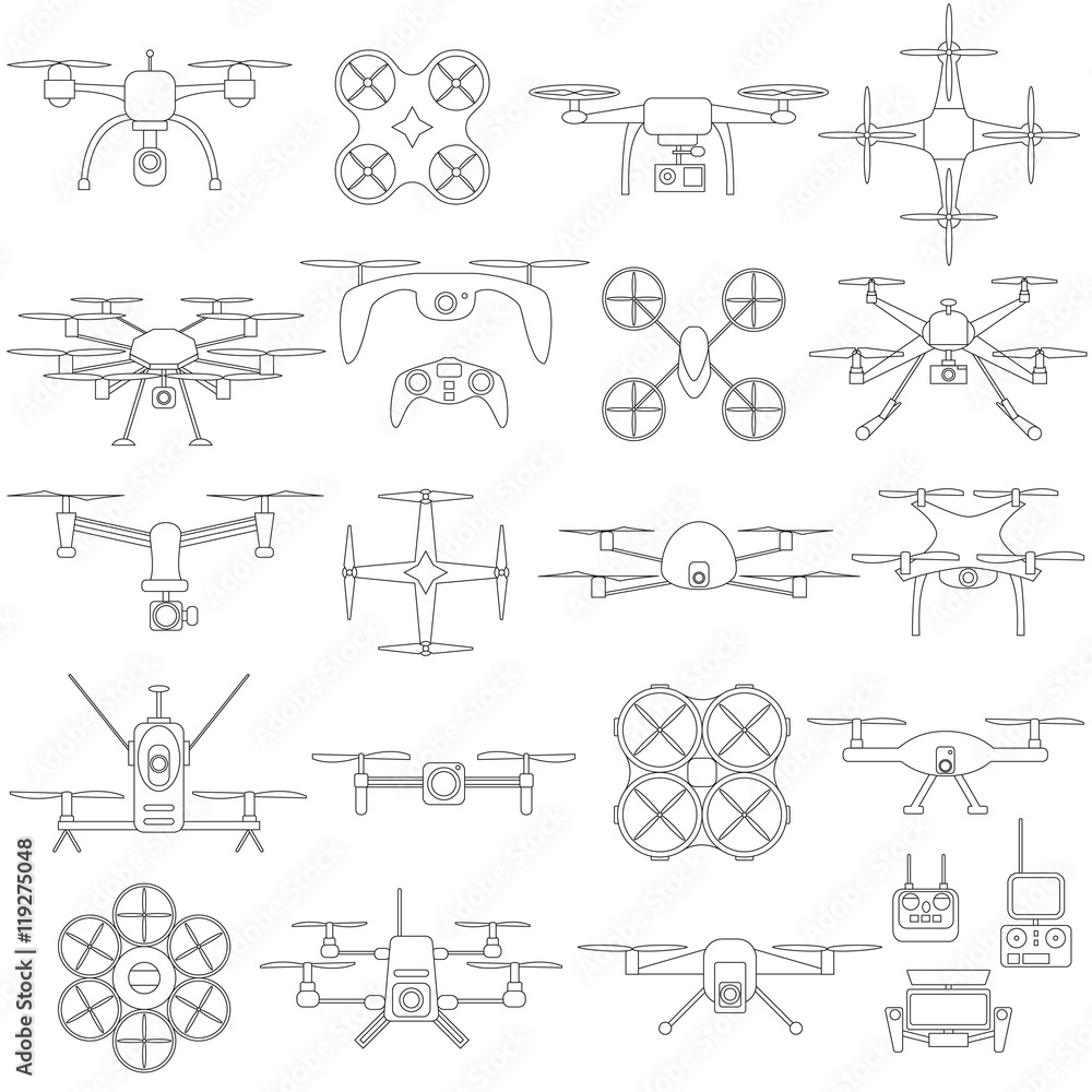 Drone vector set. Stock Vector | Adobe Stock