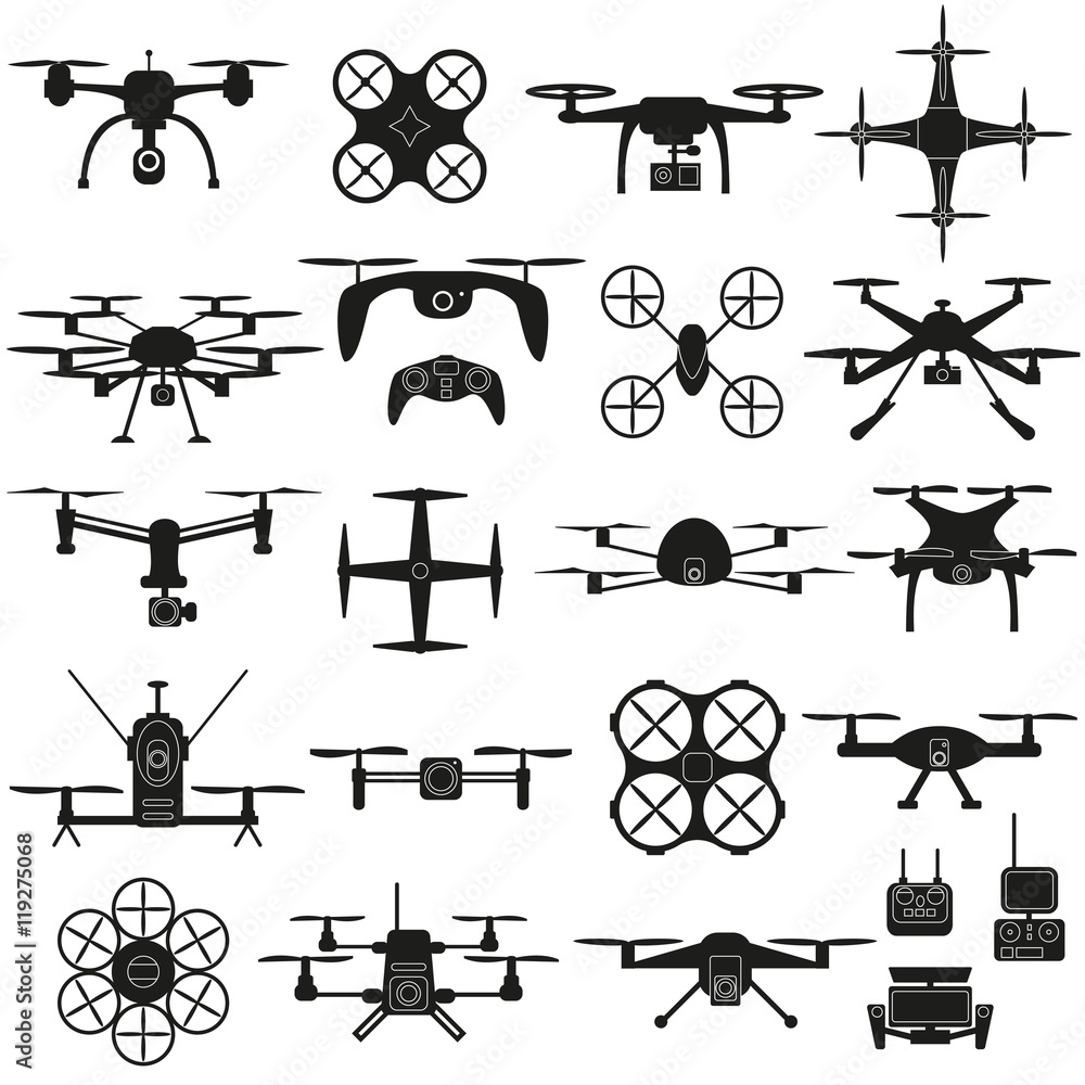 Drone vector set. Stock Vector | Adobe Stock
