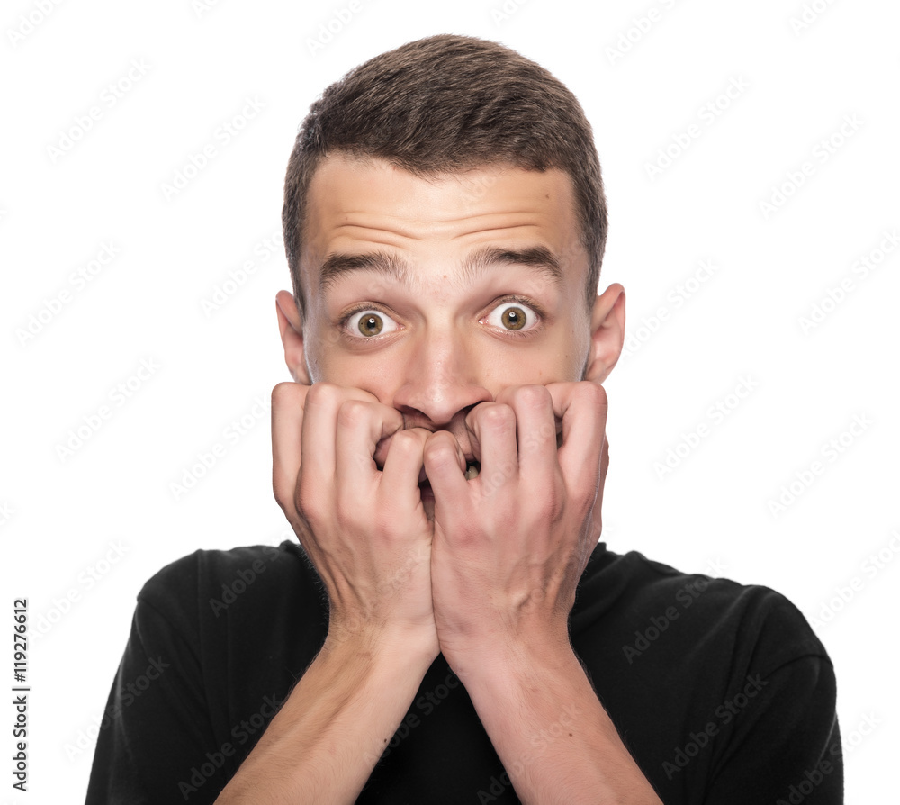 Handsome man is scared. Stock Photo | Adobe Stock