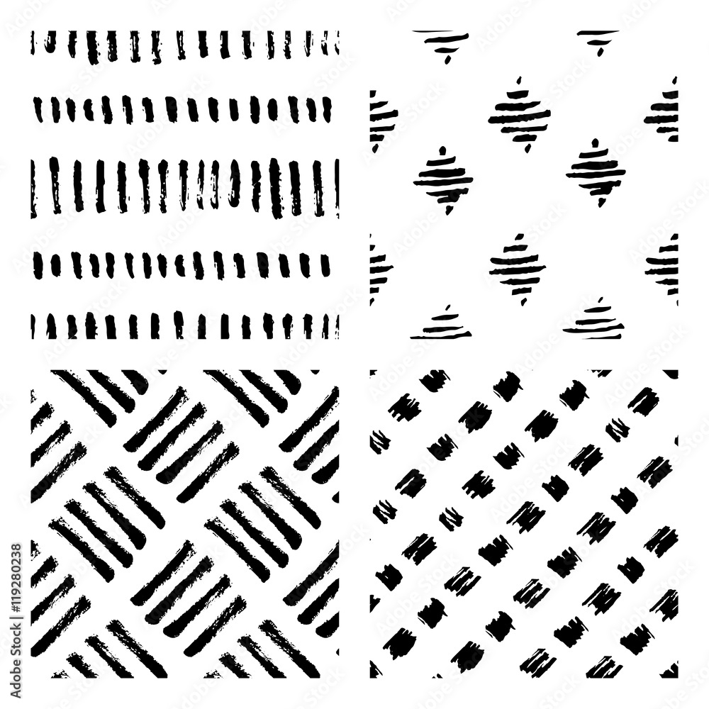 seamless hand drawn ink patterns Stock Vector | Adobe Stock