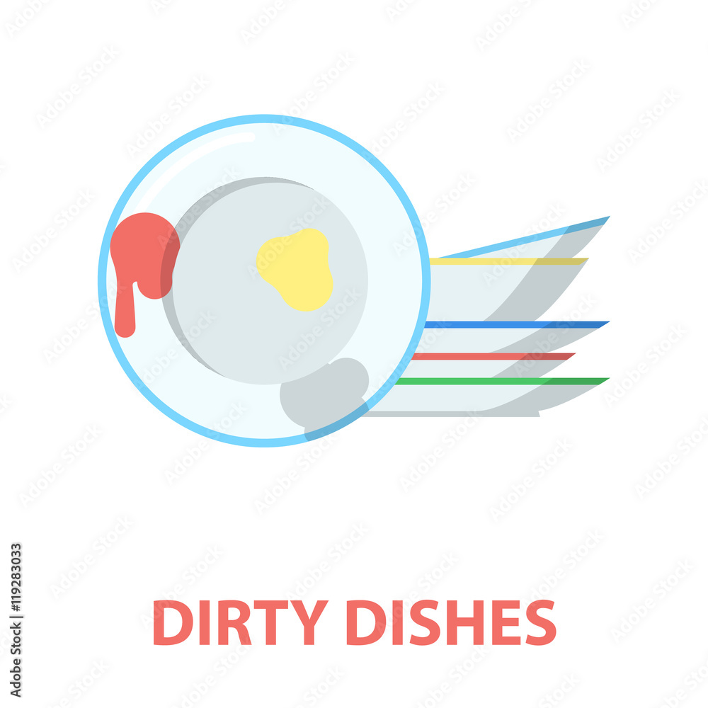Dirty dishes cartoon icon. Illustration for web and mobile design ...