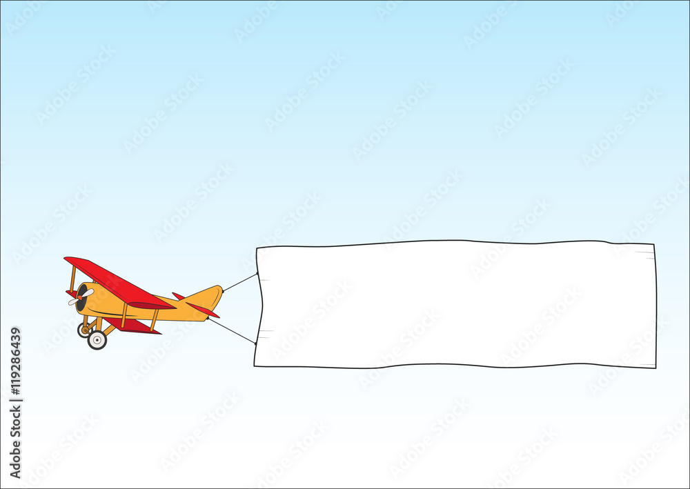Air ads. Banner towing. Aerial advertising. Plane banner. Cartoon plane ...