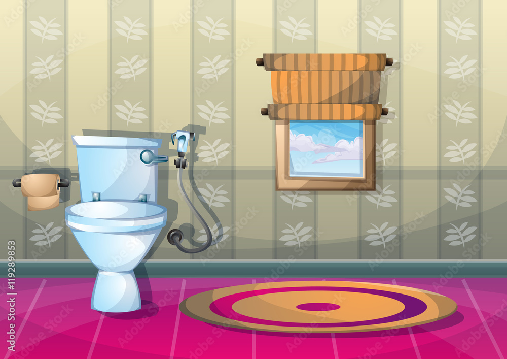 cartoon vector illustration interior bathroom with separated layers ...