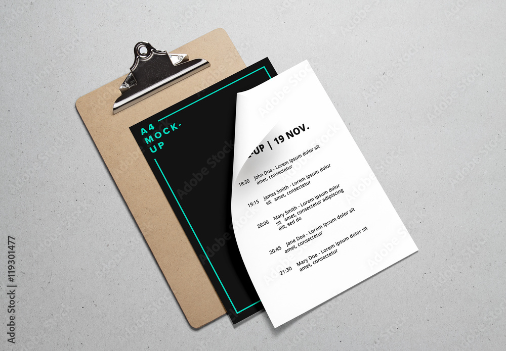 A4 Papers & Clipboard Mockup Stock Template | Adobe Stock